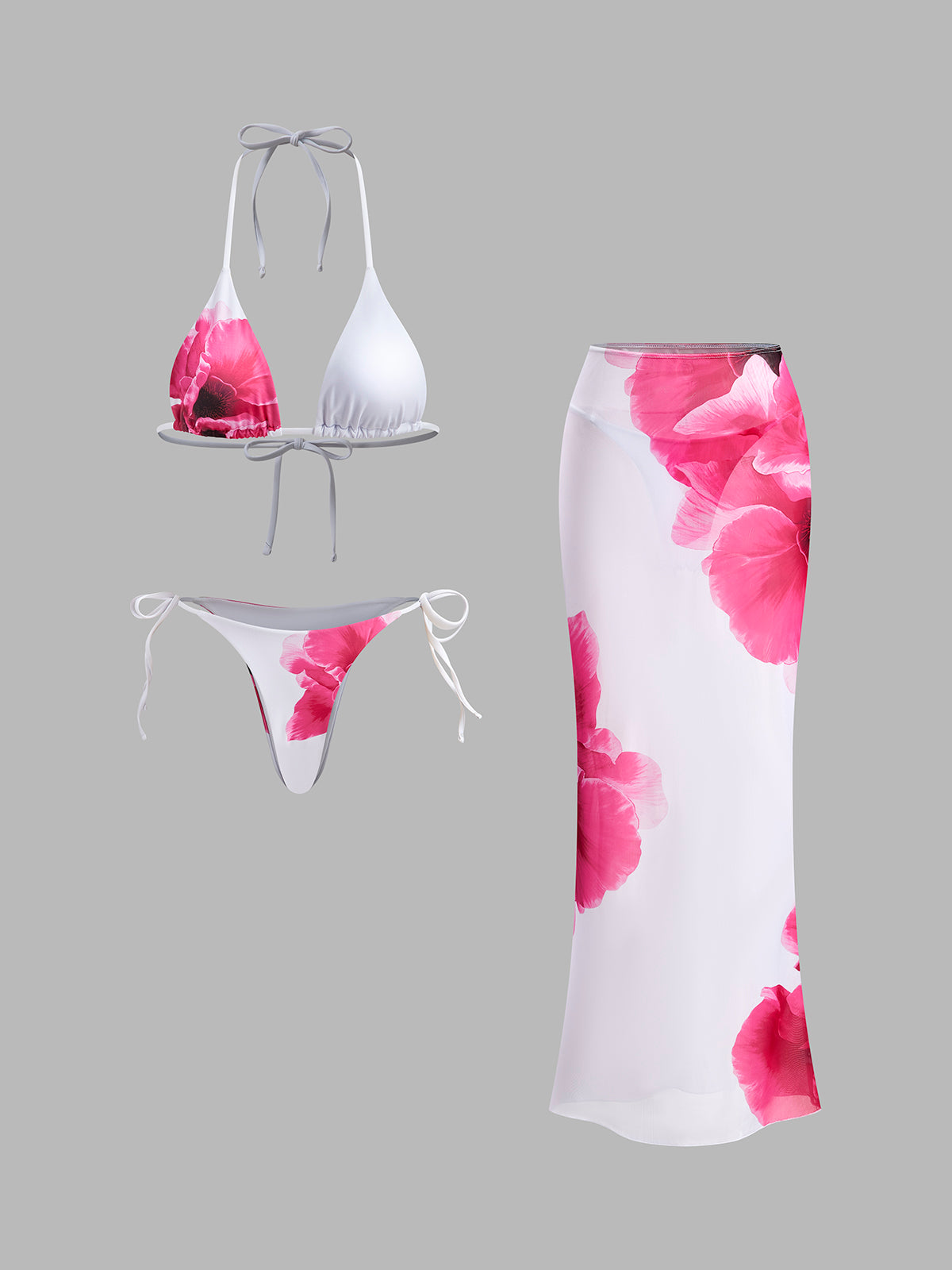 Floral Bikini Set With Semi-Sheer Skirt | COMMENSE