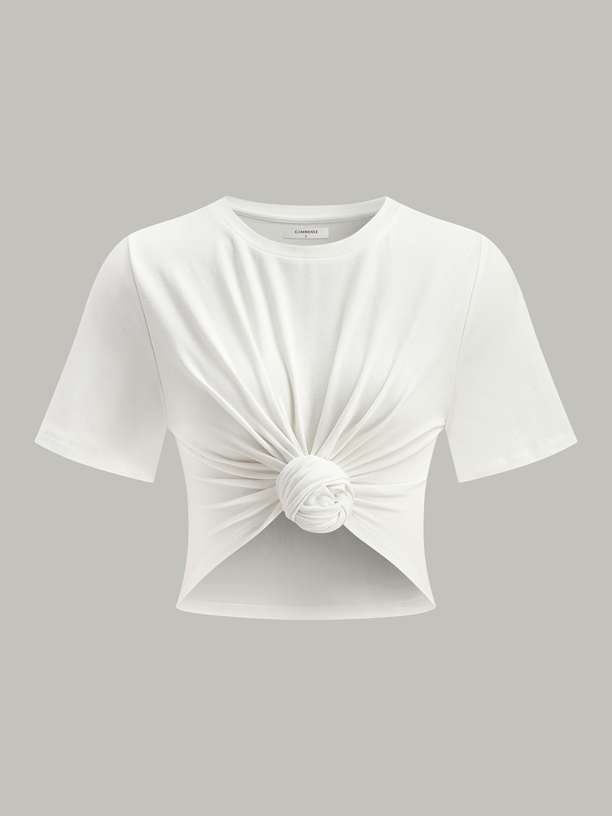 Cropped Knot-Front T-Shirt | COMMENSE